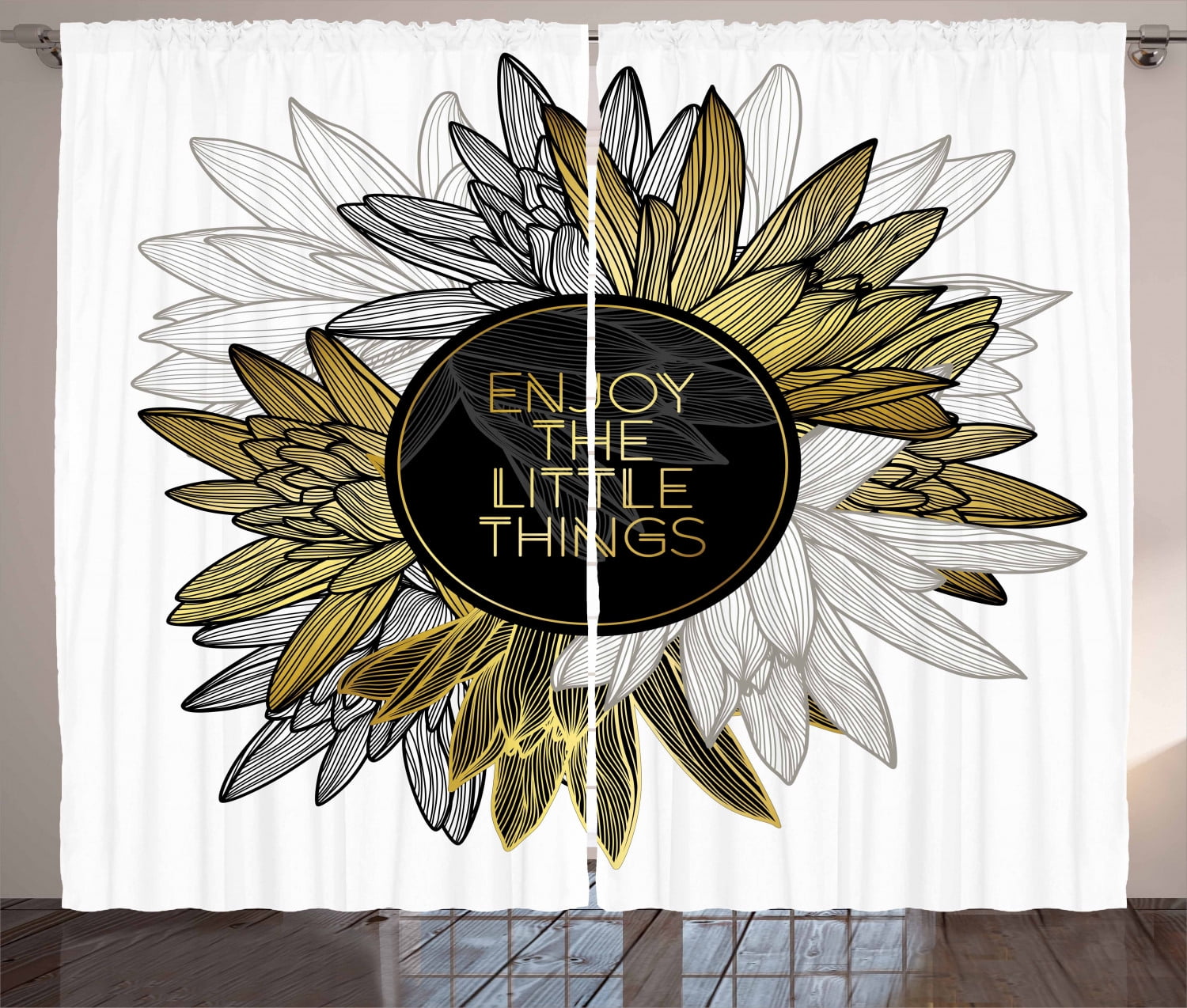 Enjoy the Little Things Curtains 2 Panels Set, Floral Bouquet with ...
