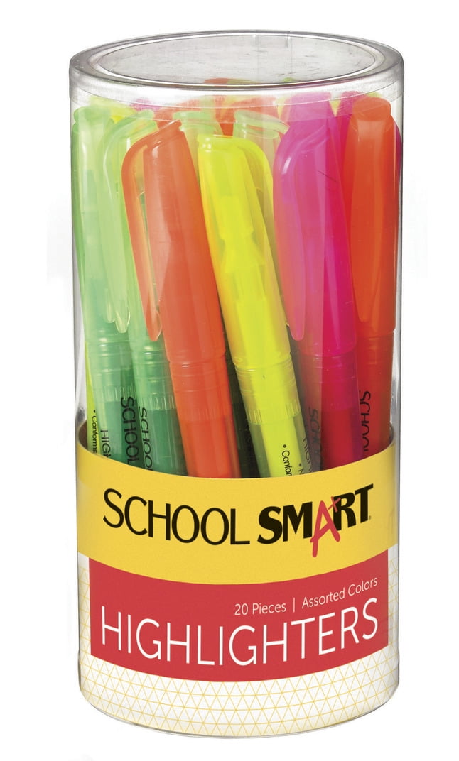 School Smart Chisel Tip Highlighters - Pack of 20 - Assorted Colors ...