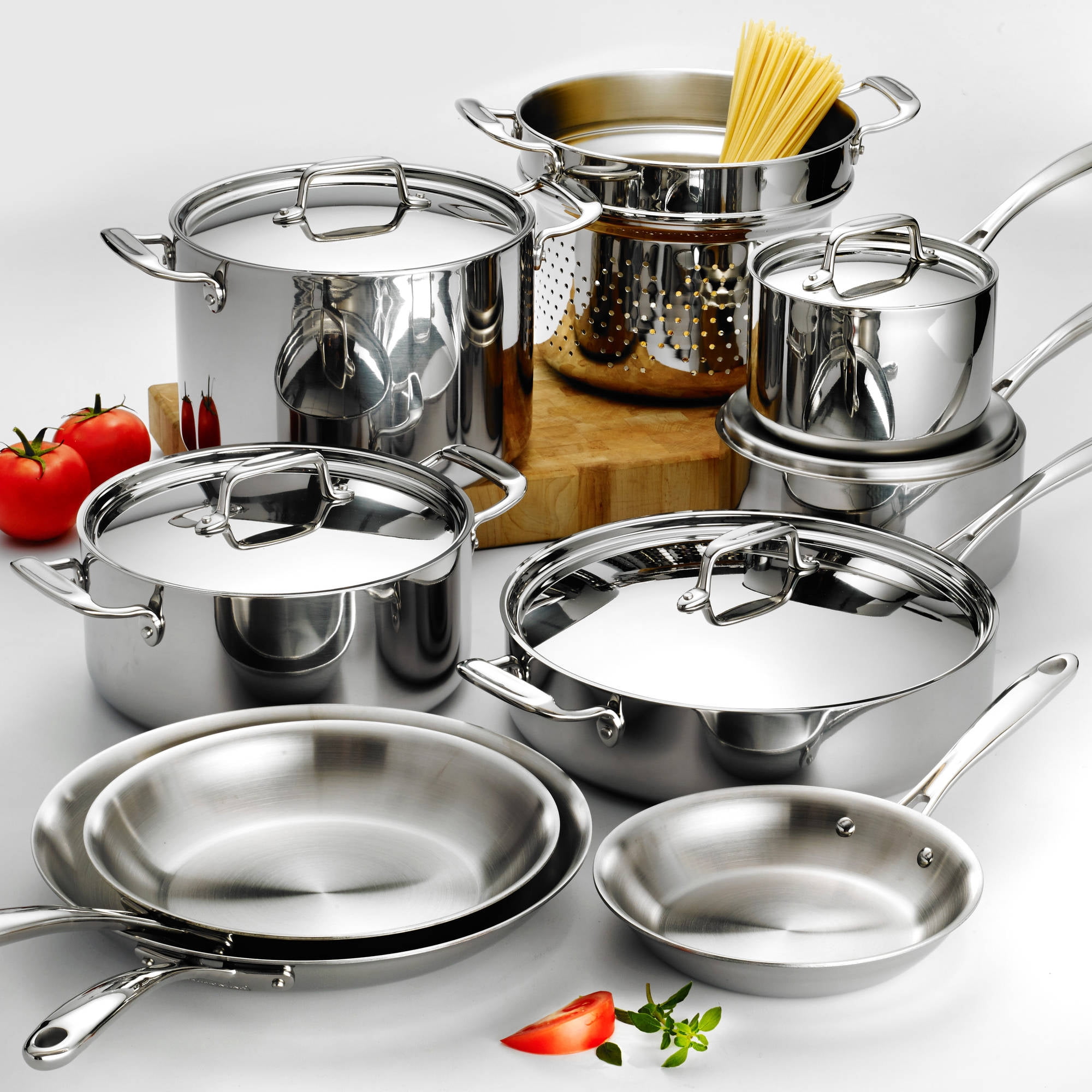 Tramontina 14 Piece Stainless Steel Tri Ply Clad Cookware Set Walmart Tramontina 14 Piece Stainless Steel Tri Ply Clad Cookware Set Walmart