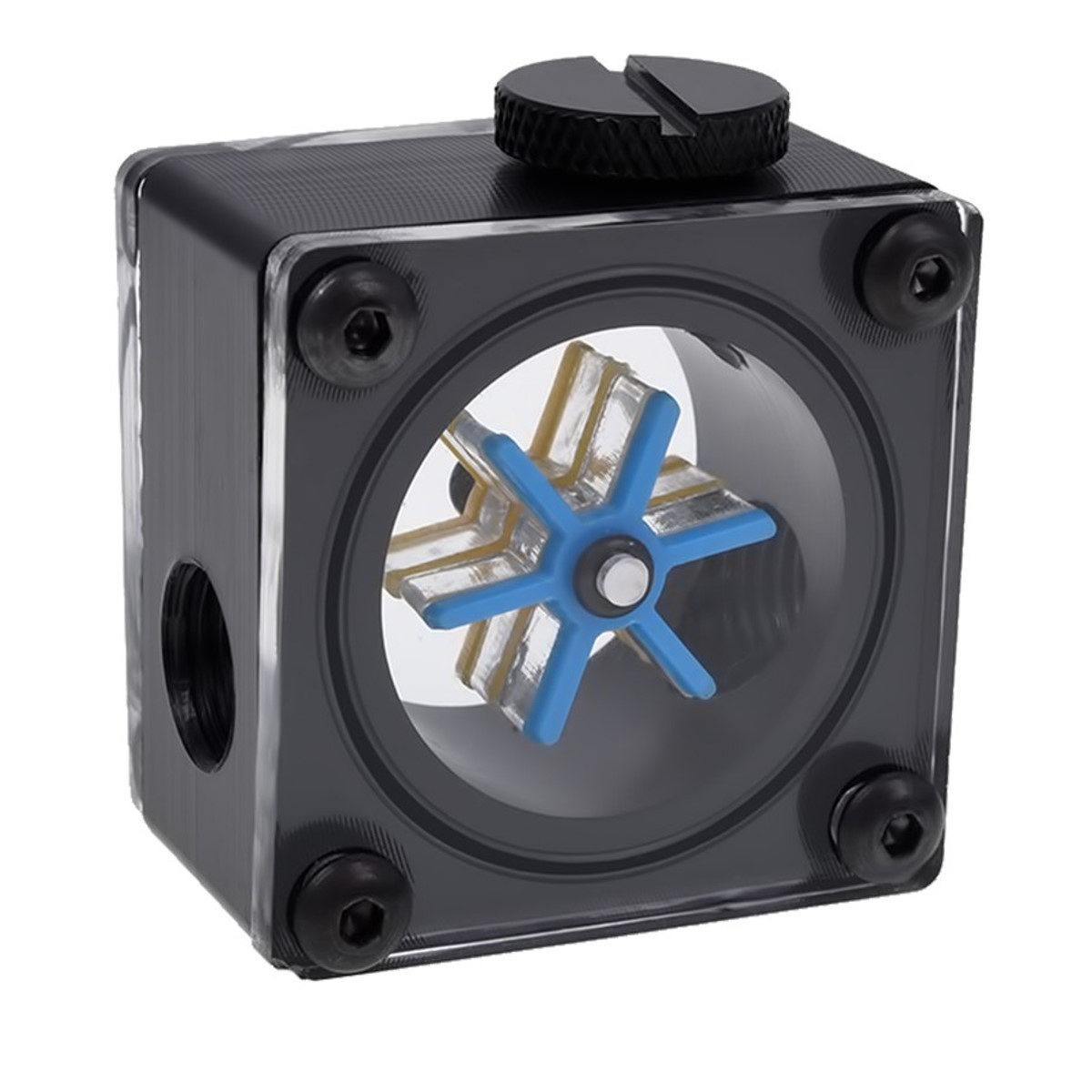 Alphacool G1/4" Eisfluegel Flow Indicator, Square Shape, Black Body ...