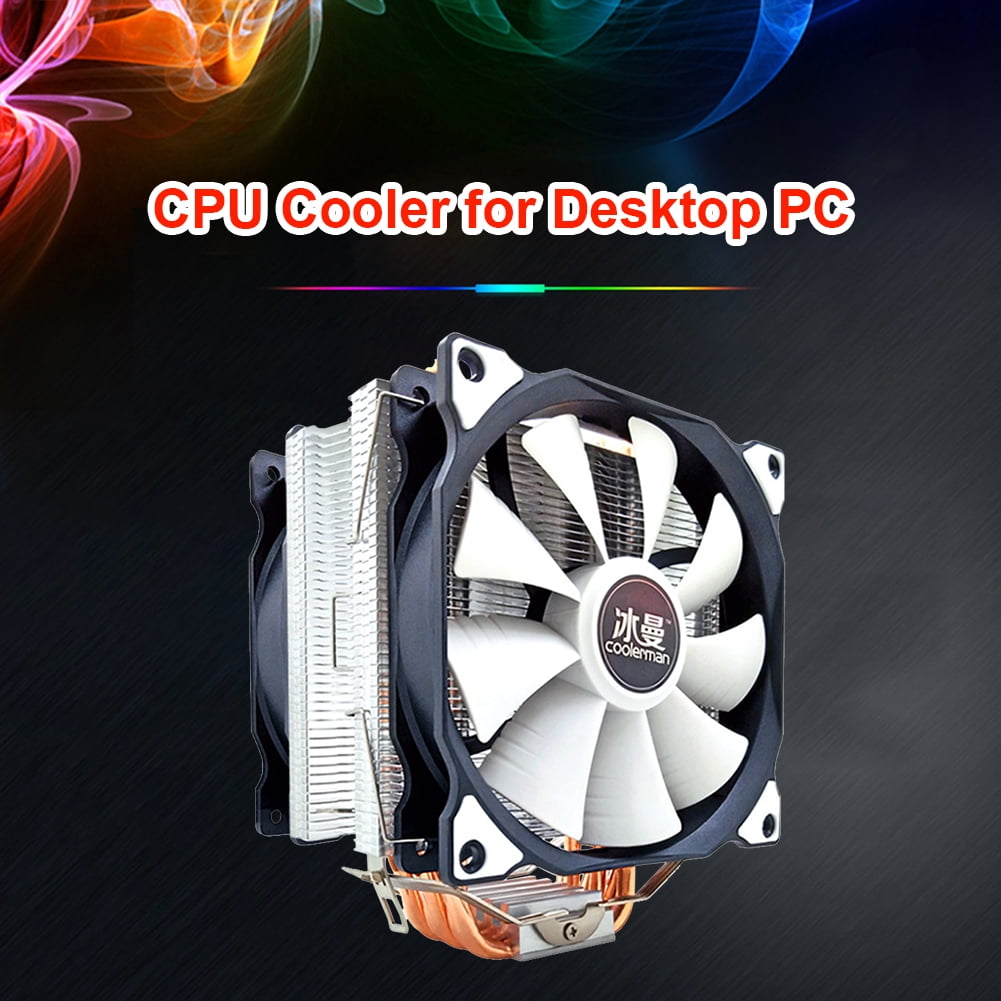 CPU Cooling Fan 6 Pure Copper Heat Pipes Desktop PC Cooler 4 Pin PWM ...