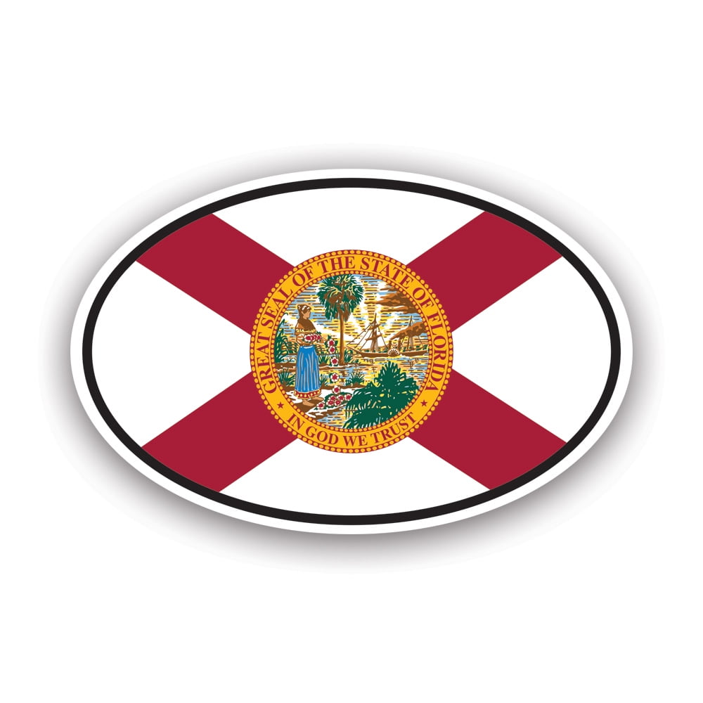 Florida Flag Oval Sticker Decal - Self Adhesive Vinyl - Weatherproof ...