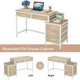 Tribesigns Solid Wood Computer Desk with 3 File Drawers and Storage ...