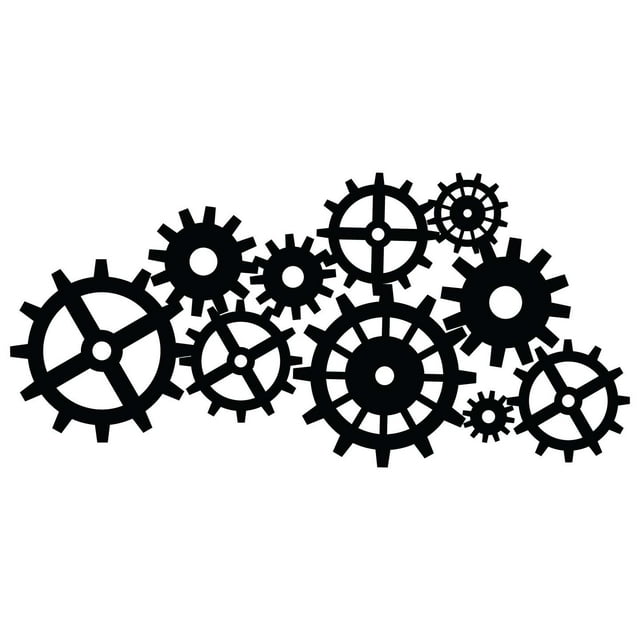 Cogwheels Black and White Artwork Design for Industrial Vinyl Wall ...