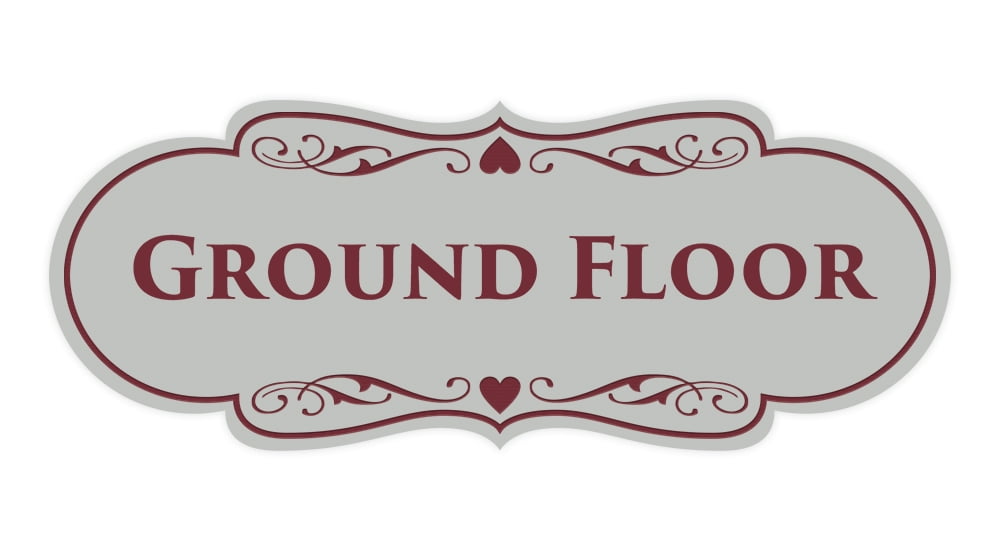 Signs ByLITA Designer Ground Floor Sign (Light Grey / Burgundy ...