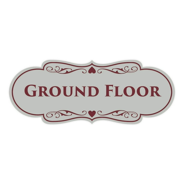 Signs ByLITA Designer Ground Floor Sign (Light Grey / Burgundy ...