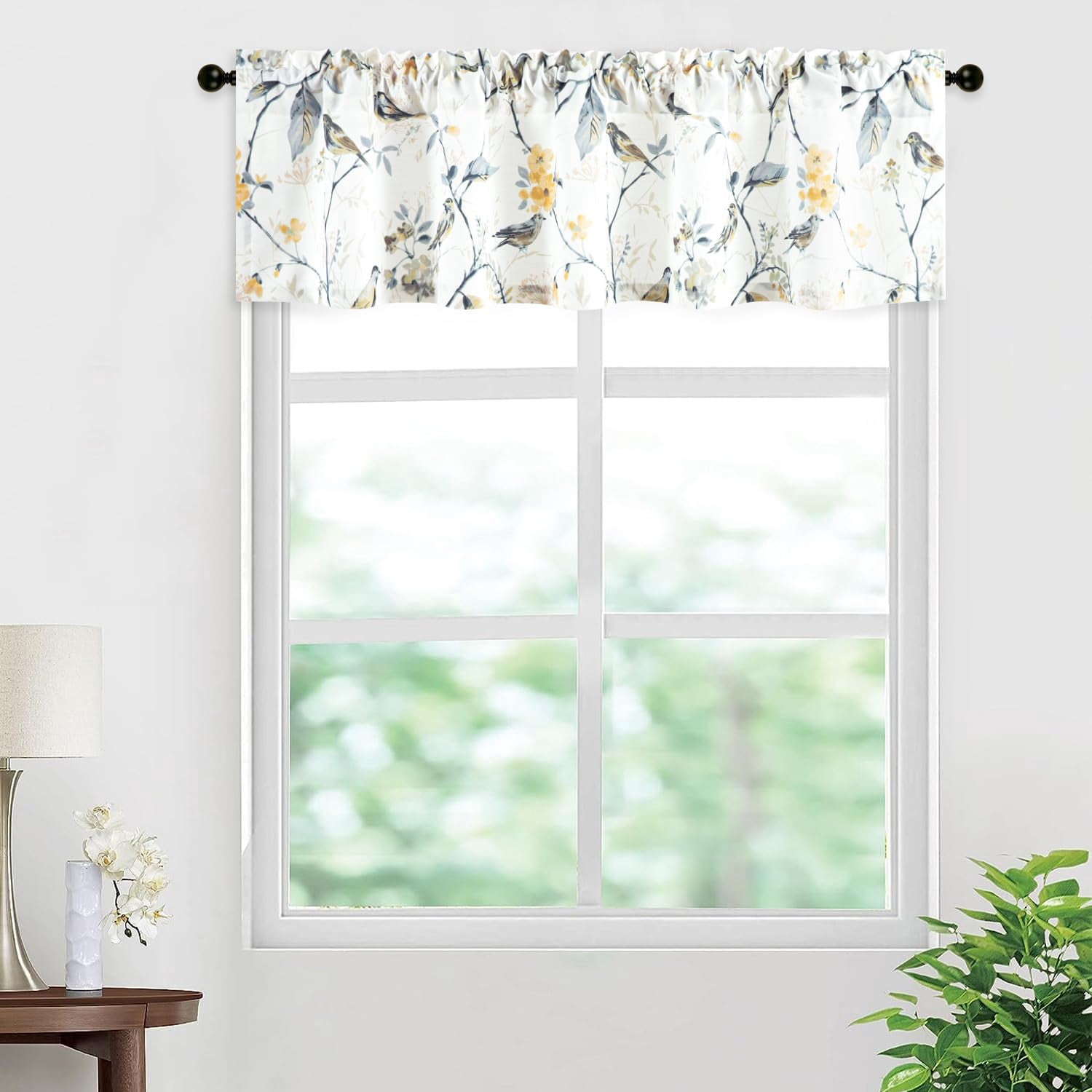 Cortinas de cocina con cenefa VOGOL, estilo rústico, pájaro vintage ...