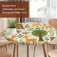 Beige Forest Animals Round Tablecloth 55-60 Inch Round Fitted Table ...