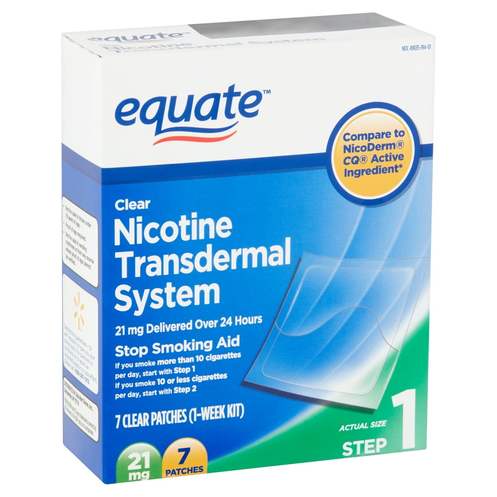 Equate Nicotine Transdermal System Clear Patches 21 Mg Step 1 7 equate-nicotine-transdermal-system-clear-patches-21-mg-step-1-7
