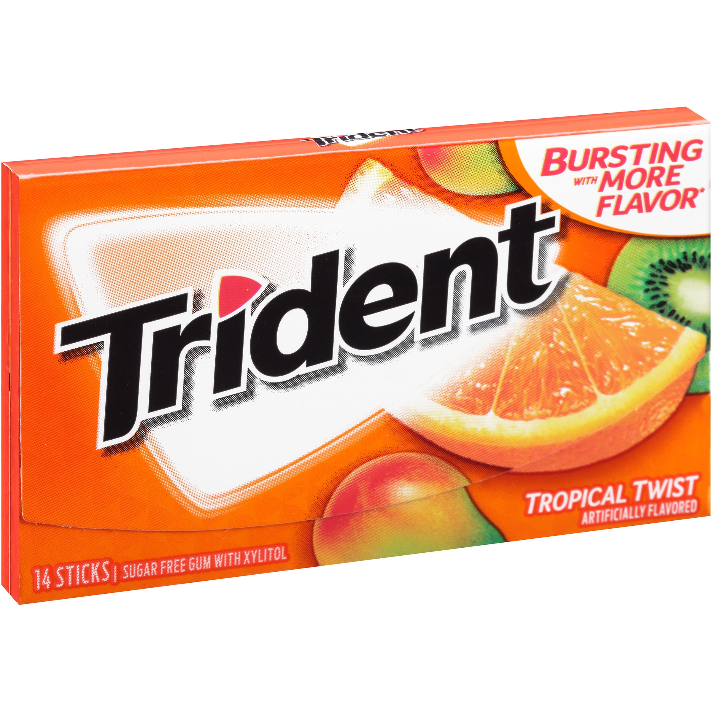 Trident Tropical Twist Sugar Free Gum With Xylitol 14 Stick Pack
