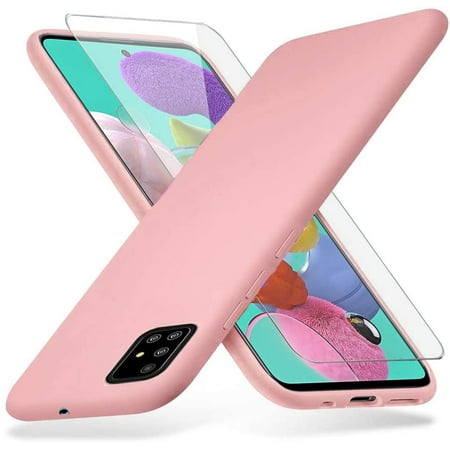 Samsung Galaxy A51 Case & Tempered Glass Screen Protector, Slim Soft ...