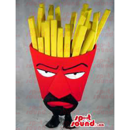 Angry French Fries Red Bag Food SPOTSOUND Mascot With A Moustache ...