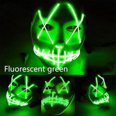 Halloween LED Mask Purge Masks with Lighten EL Wires Scary Light Up ...