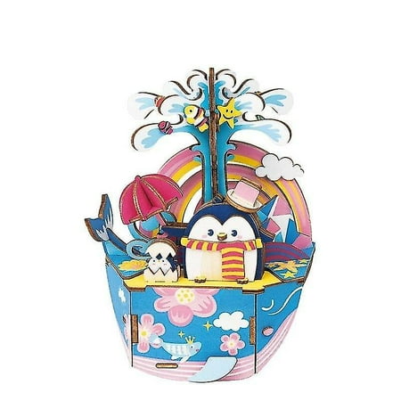 DIY Music Box 3D Oceam Park Penguin Assembly Boxes Toy Children ...