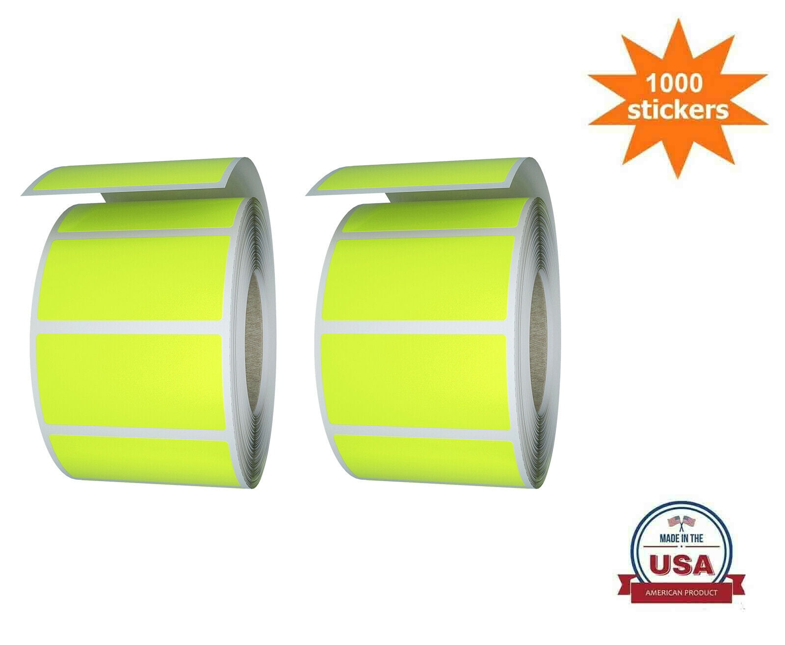 Royal Green Color Label Stickers Neon Yellow Rolls Rectangle Sticker ...