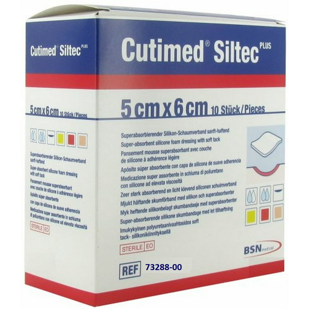 BSN Medical Cutimed Siltec Plus Foam Dressings, 5 cm x 6 cm (2 in x 2.5 ...