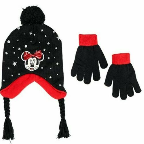 Disney Girls Minnie Mouse Winter Stars Beanie Hat and Glove Set 4-7 YRS ...