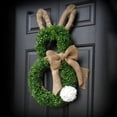 Cyenie 24 Inch Easter Bunny Wreath Spring Bunny Shaped Artificial Flower with Greenery Colorful ...