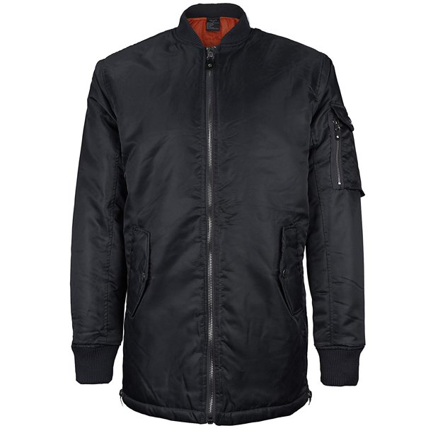 MJC USA Men's Long Oversized Curved Hem Parka Streetwear Bomber Jacket ...