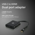 GE USB-C to Dual HDMI Adapter Black 4K at 60Hz, Supports 2 HDMI ...