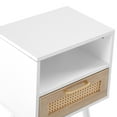 Kepooman White Rattan Nightstand, 15.75 Kepooman White Rattan Nightstand, 15.75