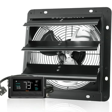 Shutter Exhaust Fan, 16'' with Temperature Humidity Controller, EC ...