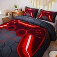 NTBED Gamer Comforter Set, 3D Game Console Design, Lightweight Geometric Bedding, Red, Full Size ...