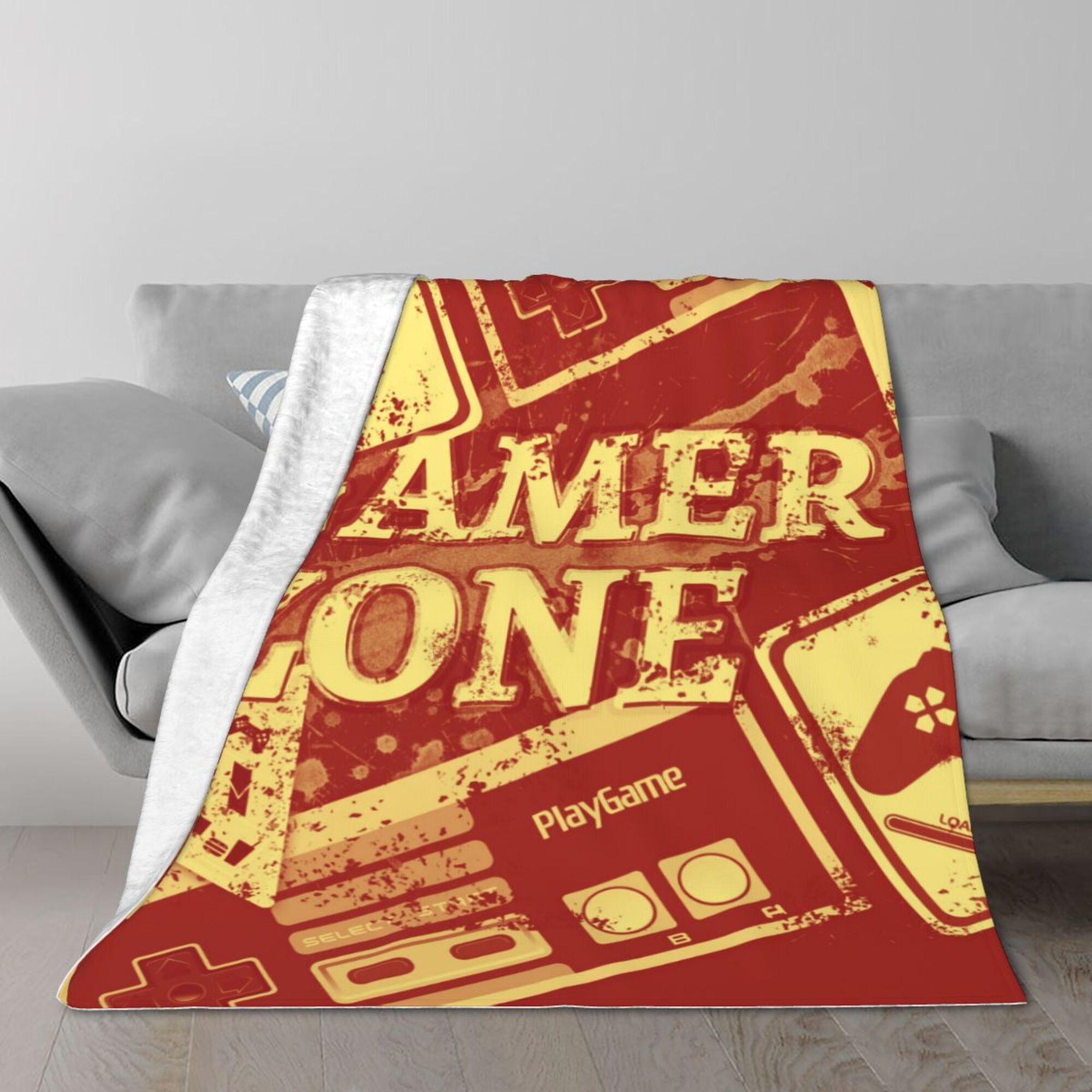 TEQUAN Double Layer Plush Bed Blanket, Game Console Gamer Zone Pattern ...