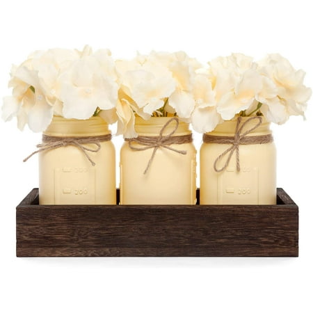 Mason Jar Centerpiece Decorative Wood Tray with 3 Painted | Walmart Canada