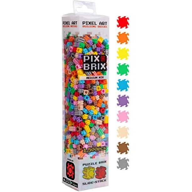 Pix Brix Pixel Art Puzzle Bricks – 1,500 Piece Pixel Art Kit, Medium Color Palette – Patented ...