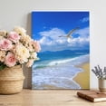 Blue Sky Beach Seagull Canvas Wall Art for Living Room, Vintage Blue ...
