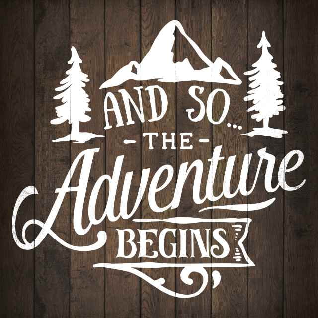 Adventure Begins Inpiration Camping Rustic Looking Wood Sign Wall Décor ...