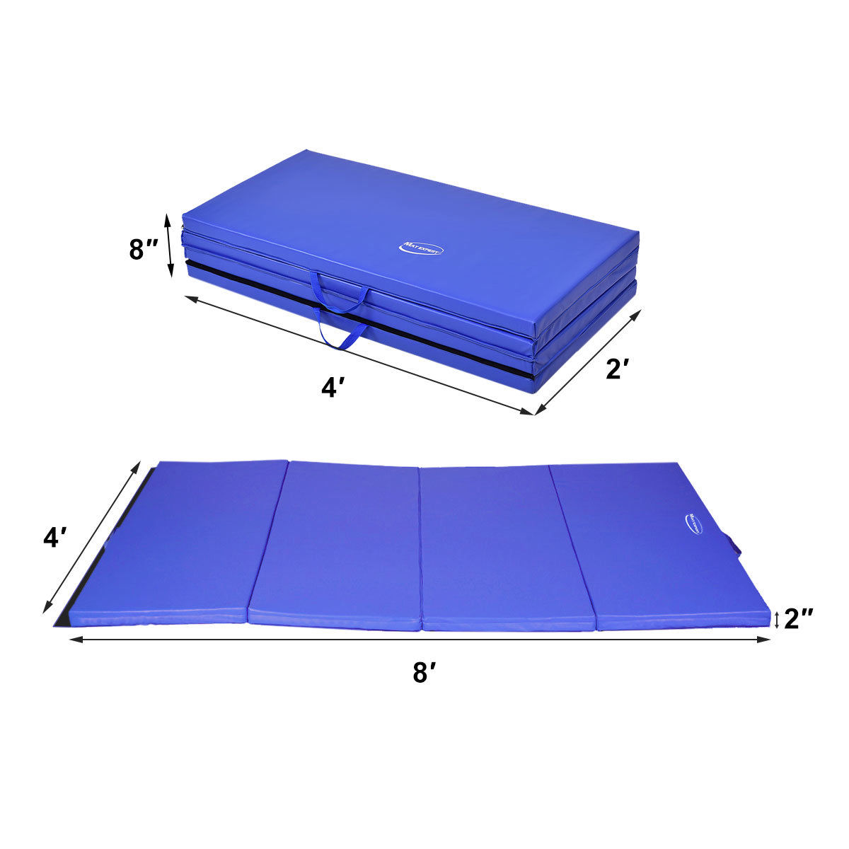 Gymax 4'x8'x2'' Gymnastics Mat Thick Folding Panel Fitness Exercise Mat ...