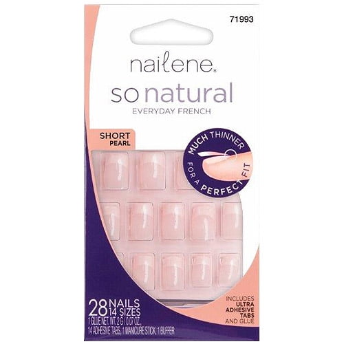 Nailene So Natural Short Artificial Nails, Pink Pearl – Fake Nail Kit ...