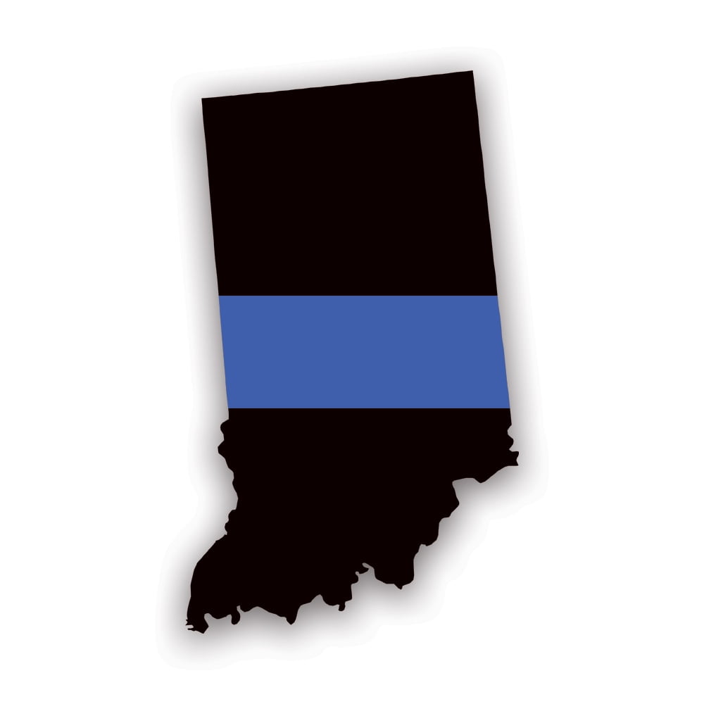 Indiana State Shaped The Thin Blue Line Sticker Decal - Self Adhesive ...
