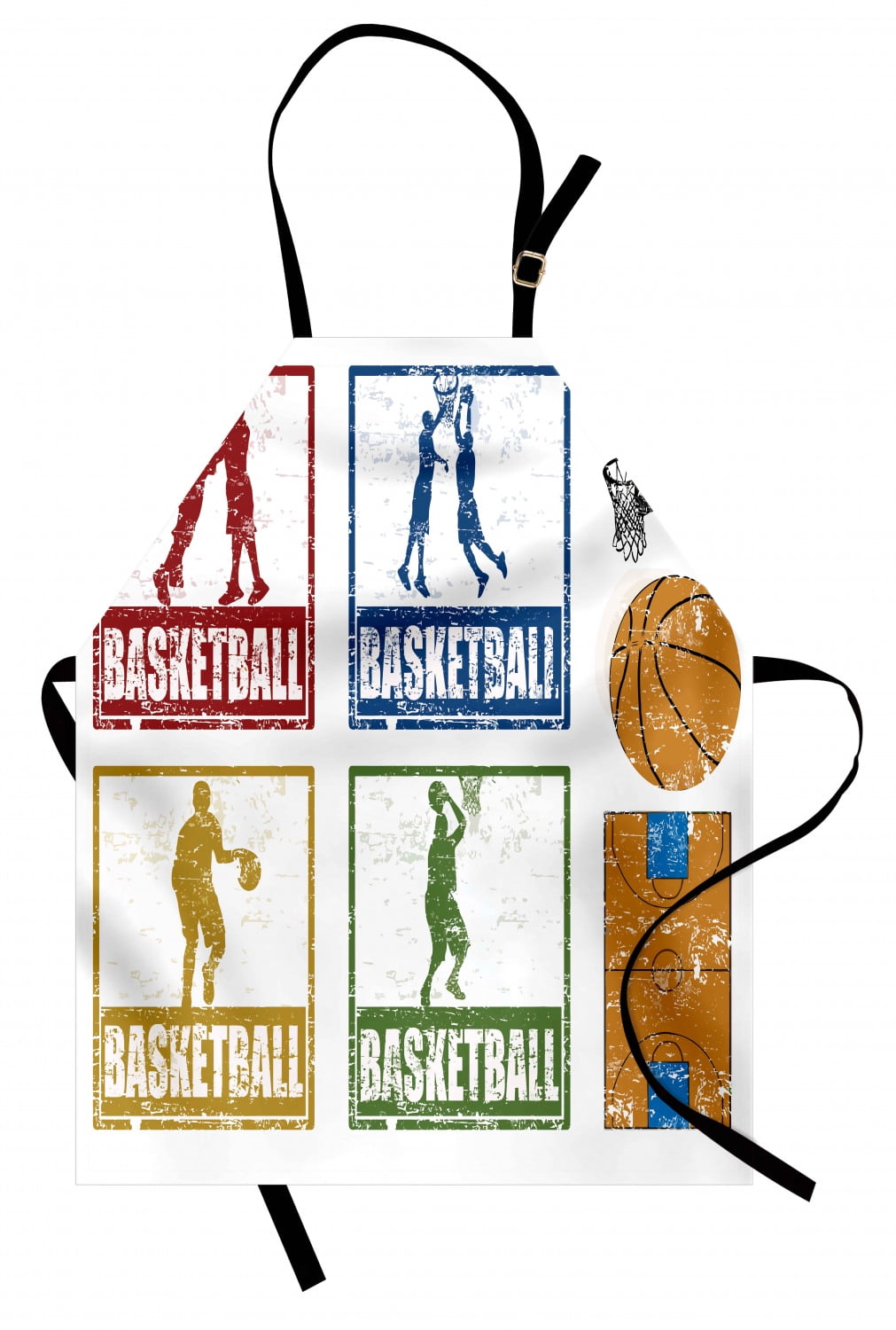 Basketball Apron Collection of Vintage Rubber Stamp Print Illustration ...