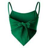 Made by Olivia Women's Plain Stretchy Asymmetric Tie Knob Open Back ...