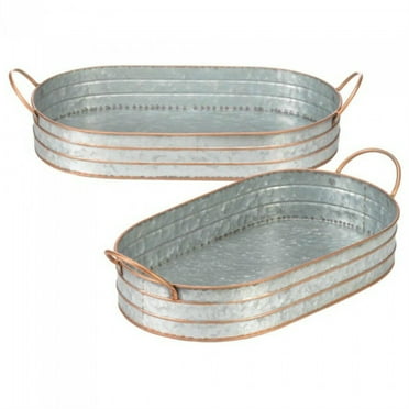 ROUND GALVANIZED METAL TRAY DUO - Walmart.com