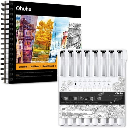 Fineliner Drawing Pen, Set of 8 Pack Ultra Fine Line Drawing Markers ...