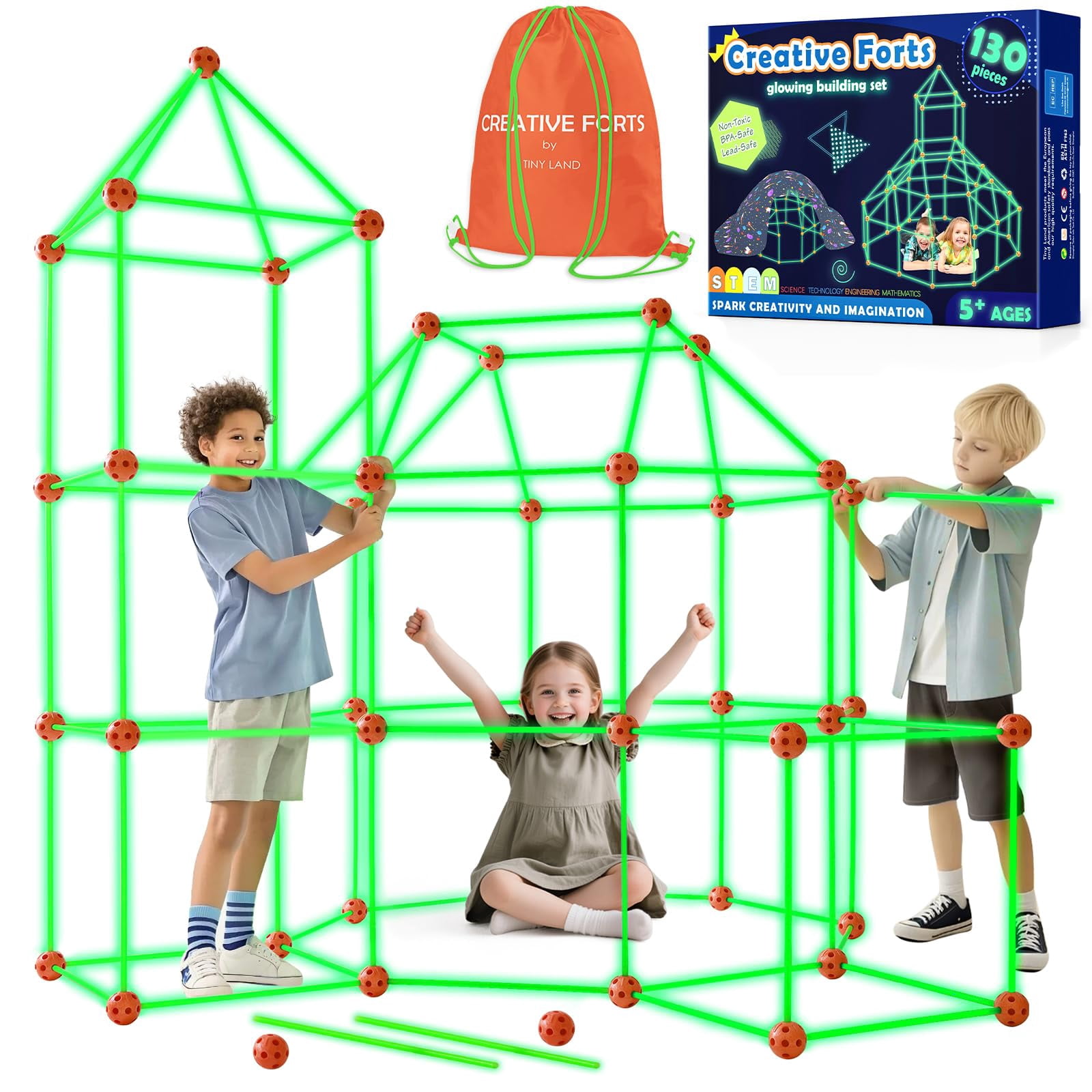 Tiny Land Glow Fort Building Kit for Kids Creative Fort Indoor ...