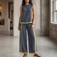 2 Piece Sets for Women Color Block Linen Lounge Sets Sleeveless Top ...