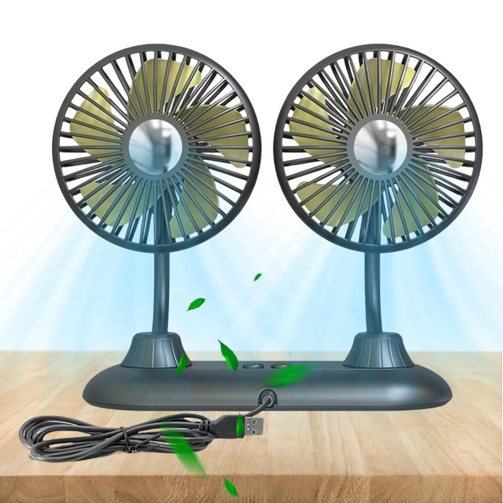 Tohuu USB Fan Portable Vehicle Fan Dual Head Electric Fan 3 Speed ...
