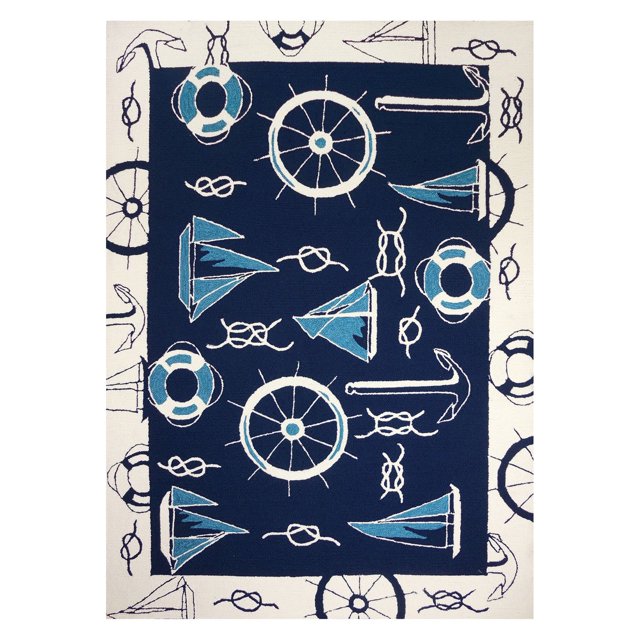 Homefires Blue Nautical Indoor/Outdoor Area Rug - Walmart.com