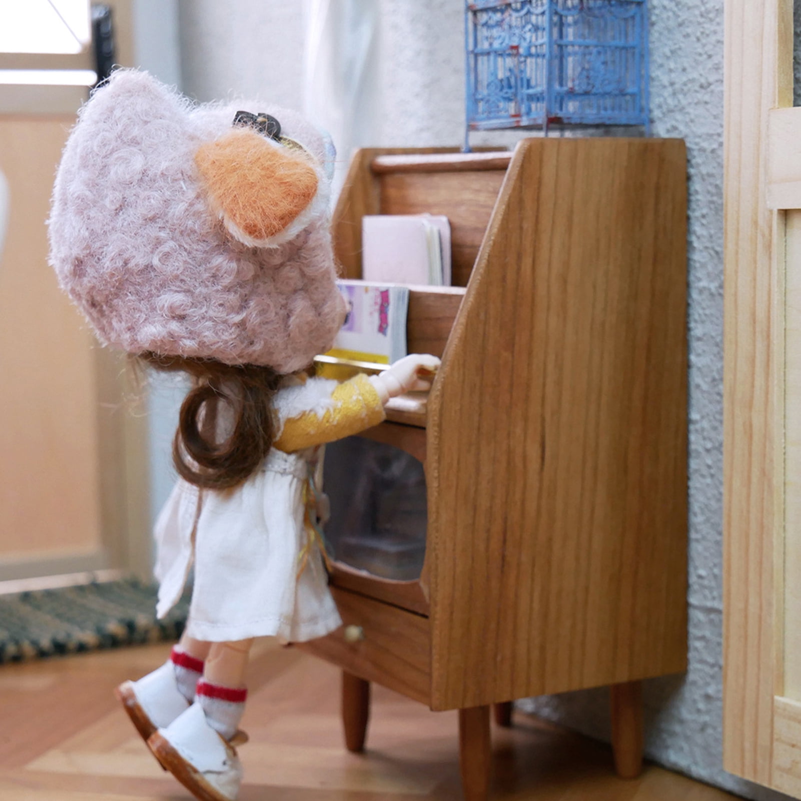 Hesroicy Dollhouse Showcase Miniature Pretend Play Wooden Simulation 1/ ...