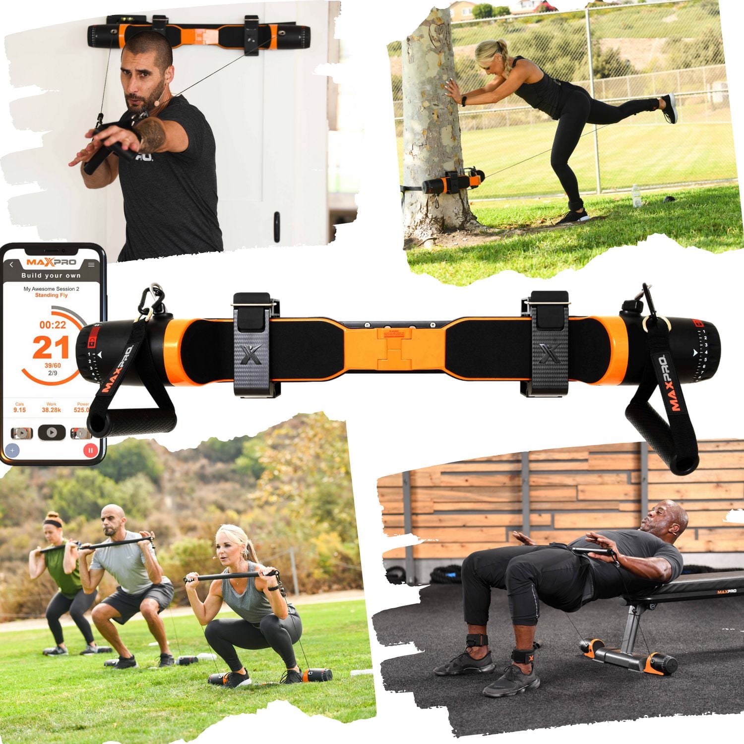 MAXPRO Fitness Smart Home Gym - Versatile Portable Cable Machine Smart Connect Bluetooth Build  Burn & Tone Strength  HIIT  Plyo (Powerful.