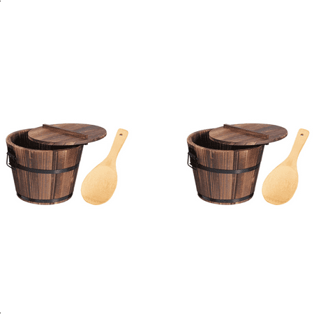 2X Wooden Rice Bucket Korean Bibimbap Bucket Japanese Cuisine Sushi ...