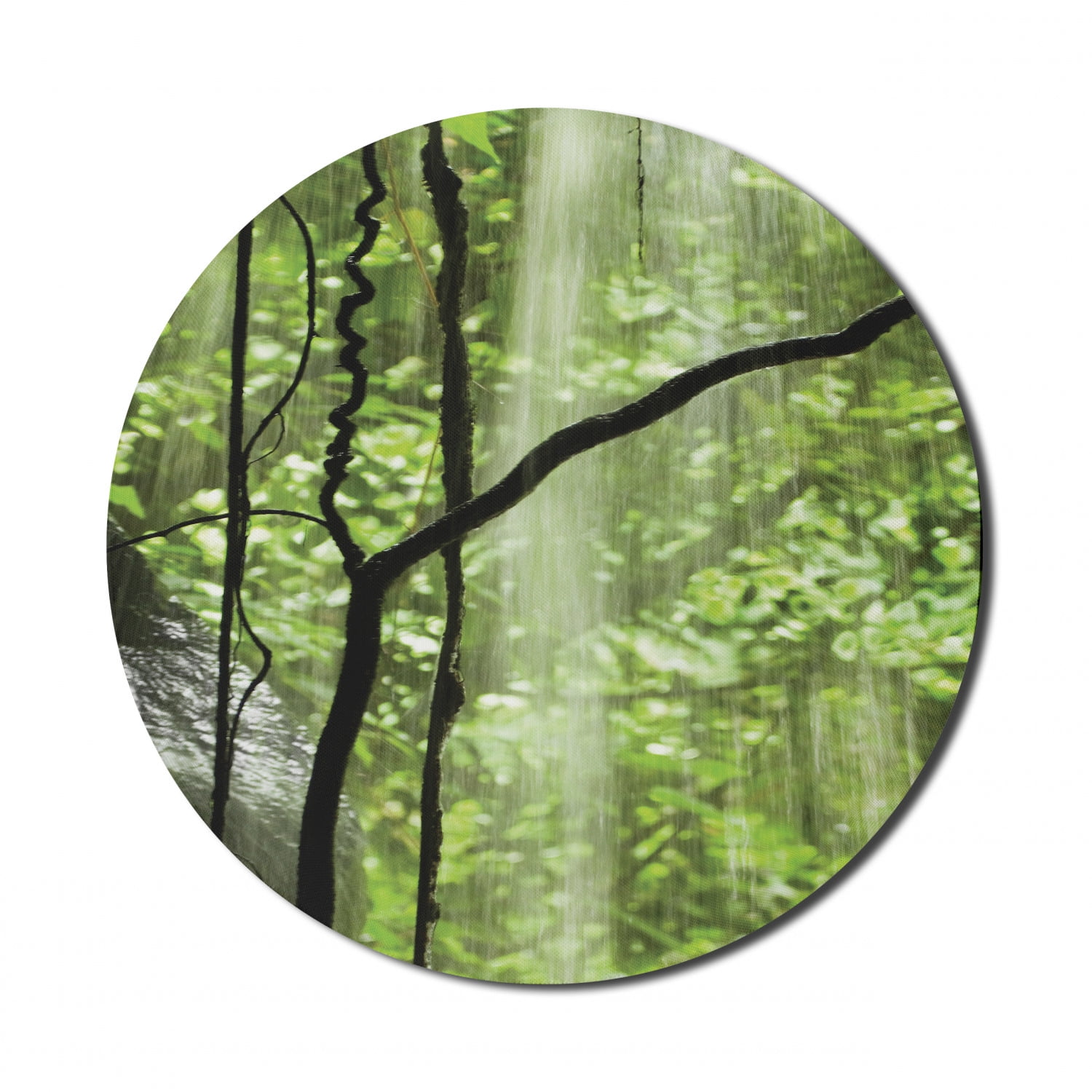 Rainforest Mouse Pad for Computers, Jungle View with Waterfall Rocks ...