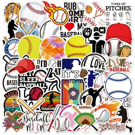 SAVITA 50pcs Softball Decal Stickers, Waterproof Softball Stickers for ...