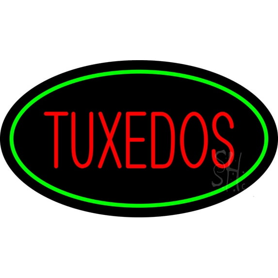 Tuxedos Red Oval Green LED Neon Sign 13 x 24 - inches, Black Square Cut ...