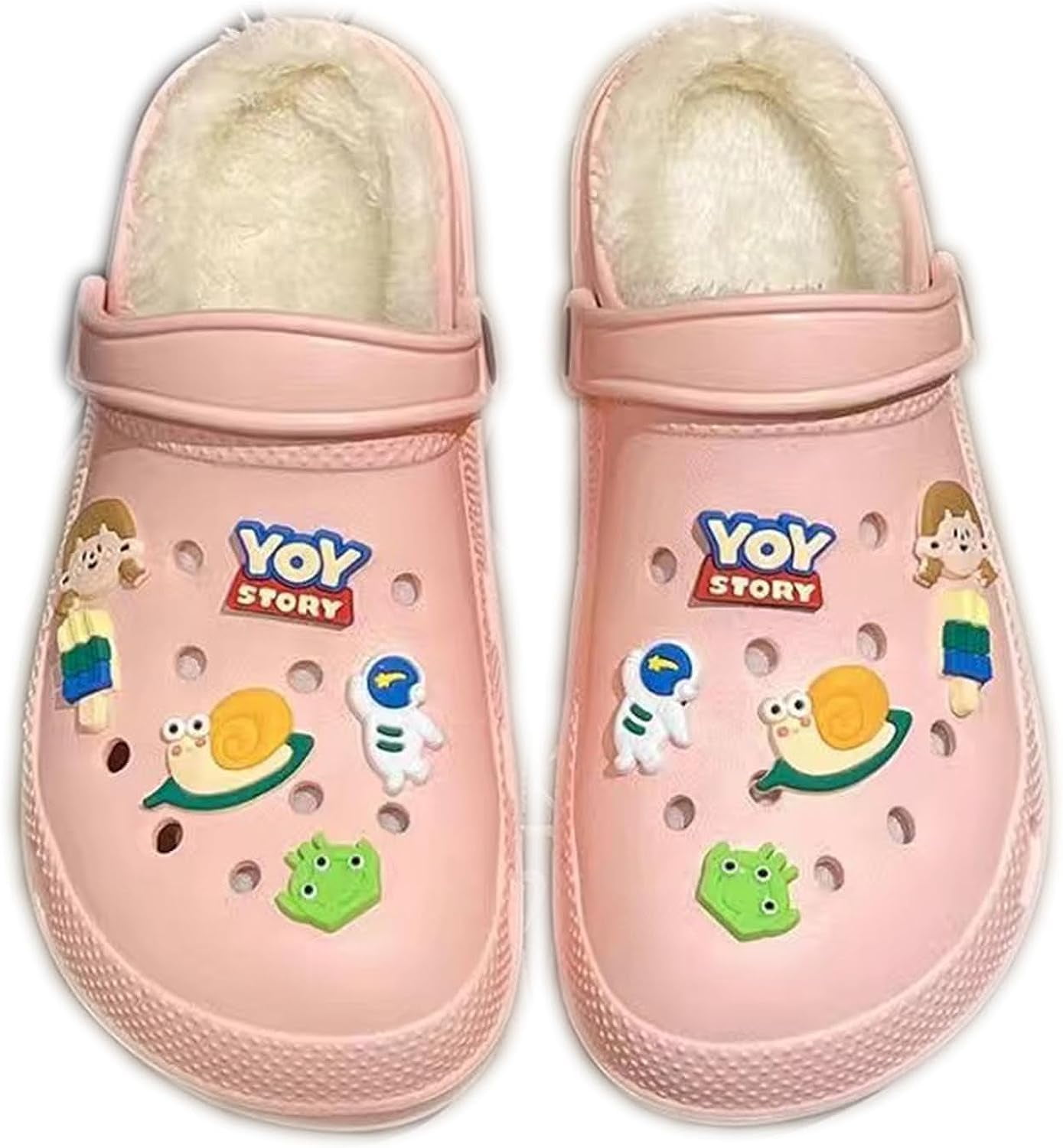 KAQ Winter Garden Clogs Women Cute Pattern Fuzzy Slippers Lightweight ...